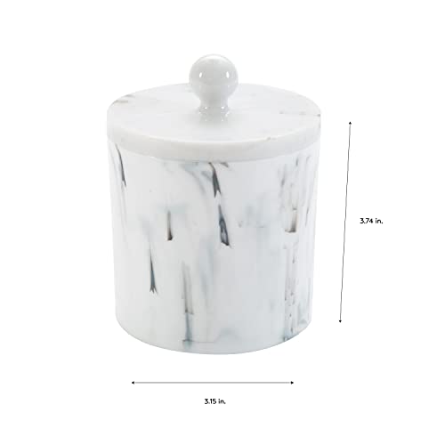 Simplify Q-Tip and Cotton Holder | Dimensions: 3.74" x 3.74" x 4.33" | 2 Compartments | Great for Bathroom | Vanity | Dresser | Durable | Lightweight | Bath Accessories | Marble