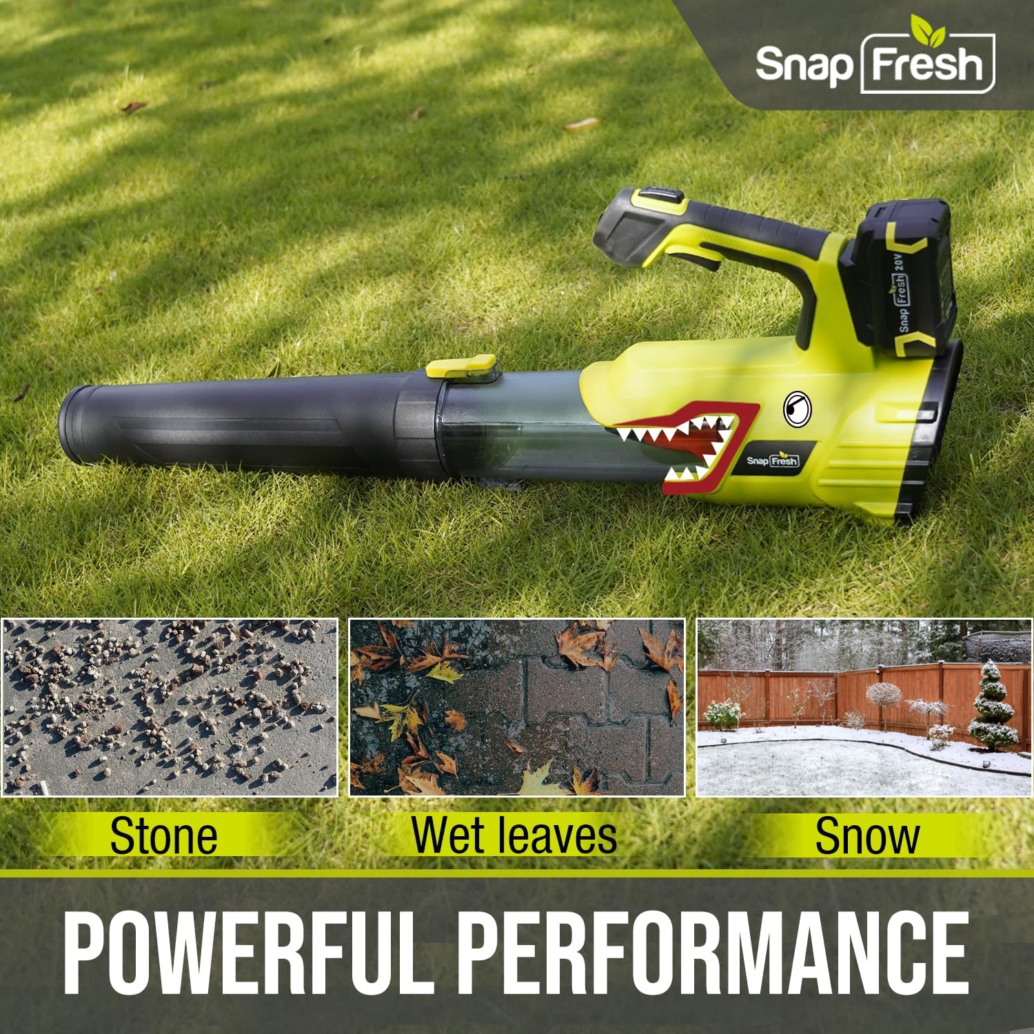 SnapFresh Cordless Leaf Blower - 550CFM Electric Leaf Blower Cordless with 4.0 Ah Battery and Fast Charger - 20V Lightweight Leaf Blower for Yard and Garden, Battery Operated Blower for Lawn Care