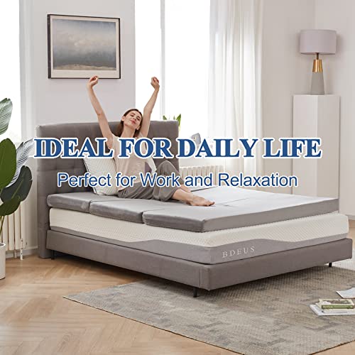 SINWEEK Full Tri Folding Mattress with Storage Bag Foam Topper 4" Thickness Floor Cot Mattress, Guset Bed with Removable&Machine Washable Cover and Lining, CertiPUR-US Certified, Full 54 x 75 Inch