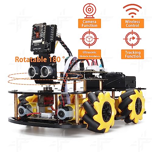 DIGISHUO UNO R3 Project Smart Robot Car Kit with UNO R3,Mecanum wheel | Camera transmission image function | WIFI control function etc. Intelligent and Educational Toy Robotic Kit for Arduino Learner
