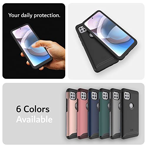 TUDIA DualShield Designed for Motorola One 5G Ace Phone Case, [Merge] Shockproof Military Grade Dual Layer Tough Slim Heavy Duty Protection for Moto One 5G UW Ace Case - Matte Black