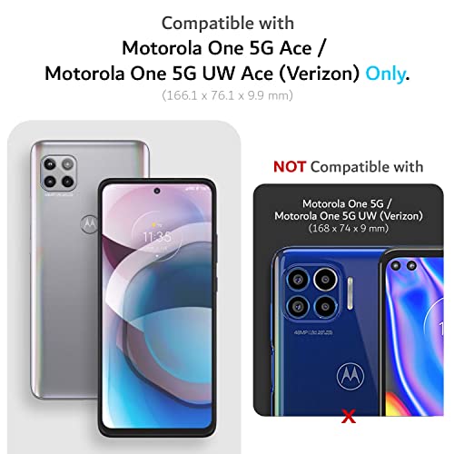 TUDIA DualShield Designed for Motorola One 5G Ace Phone Case, [Merge] Shockproof Military Grade Dual Layer Tough Slim Heavy Duty Protection for Moto One 5G UW Ace Case - Matte Black