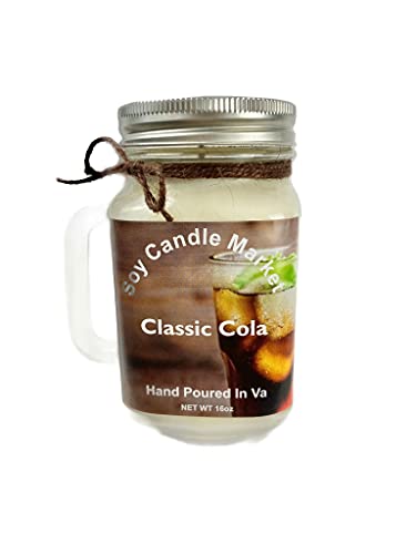 Soy Scented Candles | Handmade & Highly Aromatic Candles Burns Upto 85 Hours in Glass Jar - Perfect for Home Decor, Wedding, Birthday, Dinner (Classic Cola, 16 oz)