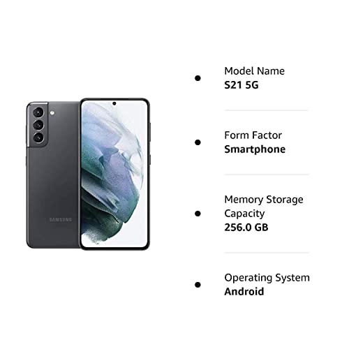 Samsung Electronics Galaxy S21 5G G991U | Android Cell Phone | US Version 5G Smartphone | Pro-Grade Camera, 8K Video, 64MP High Res | 256GB, Phantom Gray - T-Mobile Locked - (Renewed)
