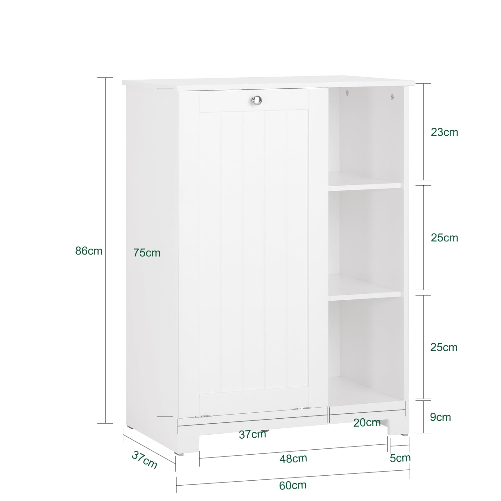 Haotian Bathroom Laundry Cabinet with Tilt-out Hamper, White BZR105-W