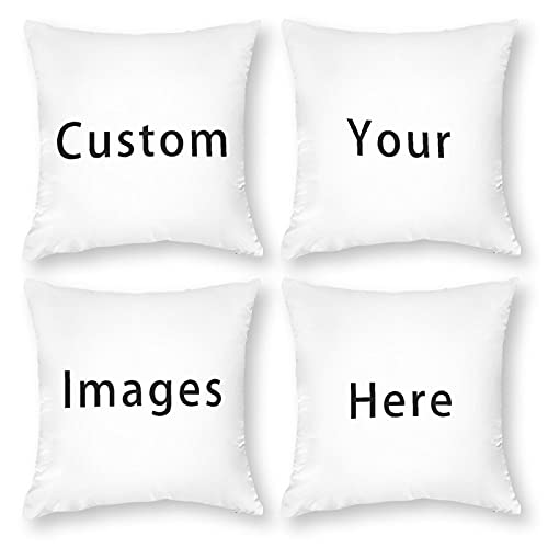 BBKD Custom Throw Pillow Covers 18x18 Set of 4,Design Your Own Photos or Text Customize Throw Pillowcase,Personalized Pet Photo Pillow,Love Picture Throw Pillow,Wedding Keepsake Throw Pillow