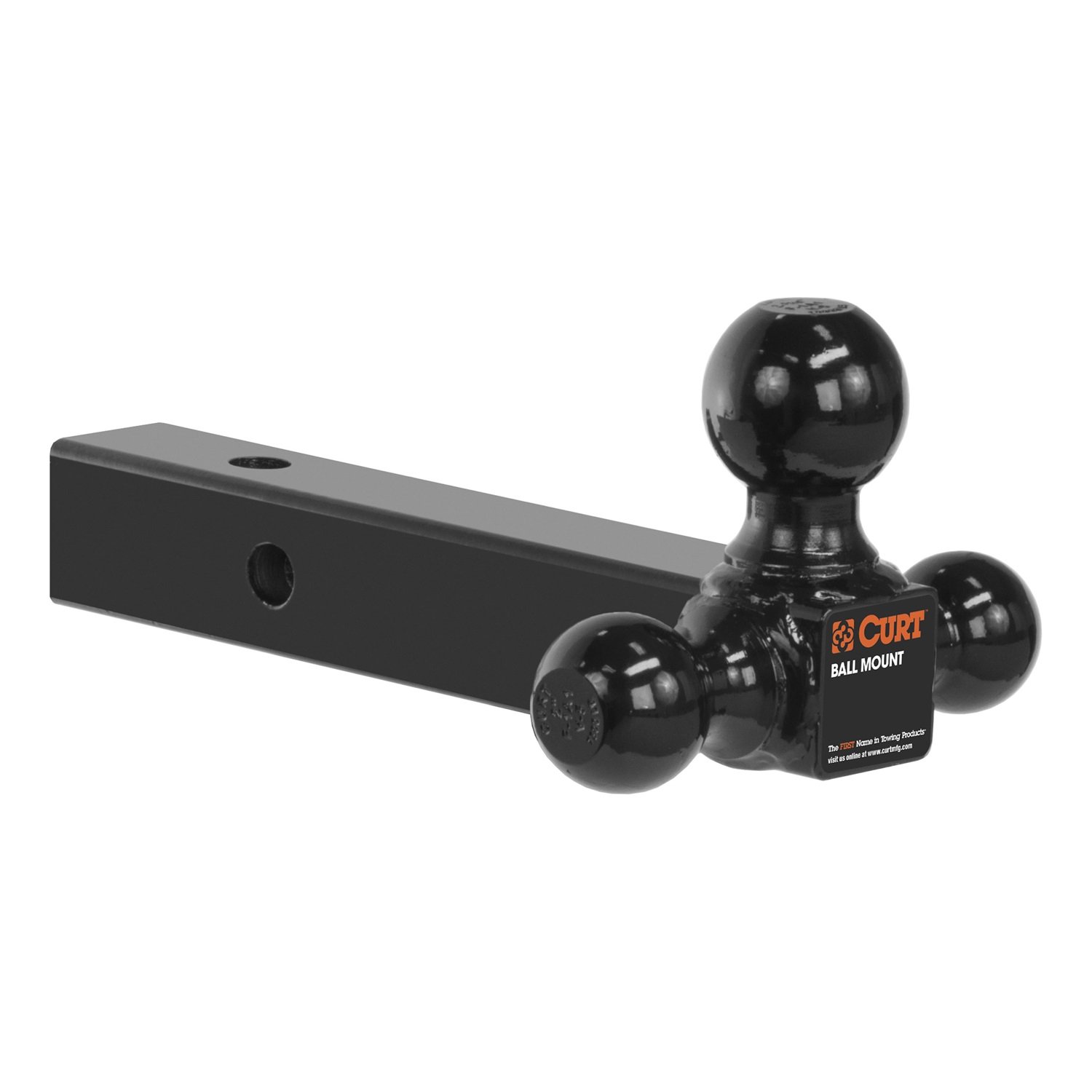 CURT 45650 Multi-Ball Trailer Hitch Ball Mount, 1-7/8, 2, 2-5/16-Inch Balls, Fits 2-Inch Receiver, 10,000 lbs