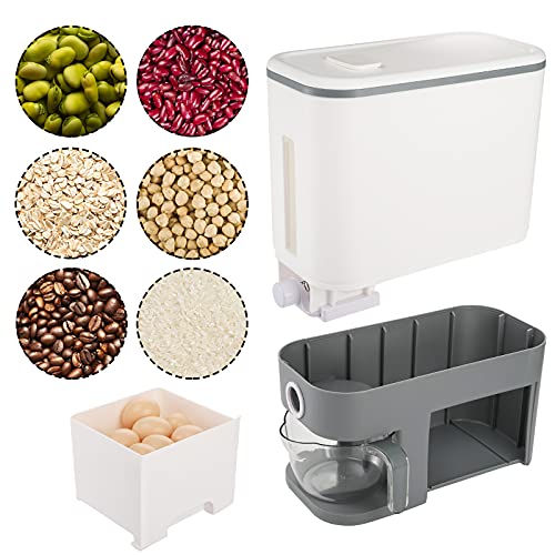 ZEAYEA 25 Lbs Rice Dispenser, Large Grain Storage Container with Lid and Measuring Cup, Household Cereal Food Dispenser Rice Bucket for Kitchen Pantry Soybean Corn Dry Food Organization