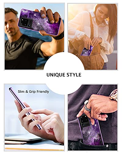 BENTOBEN Samsung Galaxy S20 Ultra Case, Slim Fit Glow in The Dark Shockproof Drop Protective Hybrid Hard PC Soft TPU Bumper Cover for 2020 Samsung Galaxy S20 Ultra 5G 6.9 Inch, Purple Nebula