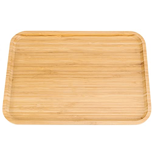 HEIHAK 2 Packs 15.7 x 11.8 x 0.8 Inch Rectangle Bamboo Trays, Decorative Bamboo Serving Platters, Natural Bamboo Serving Tray Wooden Breakfast Tray for Food, Coffee, Fruits, Bread, Cheese