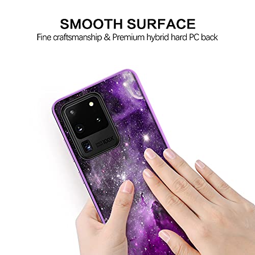 BENTOBEN Samsung Galaxy S20 Ultra Case, Slim Fit Glow in The Dark Shockproof Drop Protective Hybrid Hard PC Soft TPU Bumper Cover for 2020 Samsung Galaxy S20 Ultra 5G 6.9 Inch, Purple Nebula