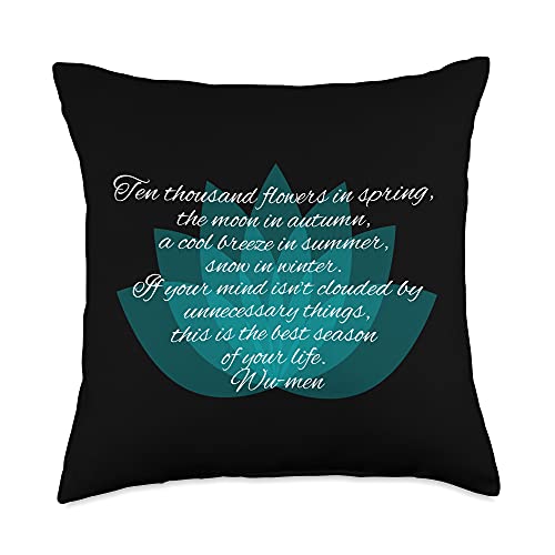 Zen DESIGN CO. Wumen Wu-Men Poem Ten Thousand Flowers in Spring Throw Pillow, 18x18, Multicolor