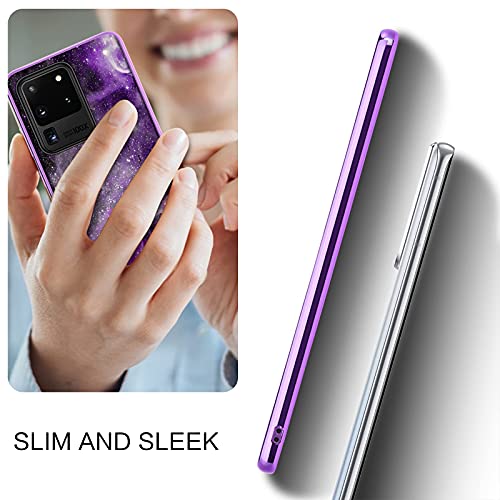BENTOBEN Samsung Galaxy S20 Ultra Case, Slim Fit Glow in The Dark Shockproof Drop Protective Hybrid Hard PC Soft TPU Bumper Cover for 2020 Samsung Galaxy S20 Ultra 5G 6.9 Inch, Purple Nebula