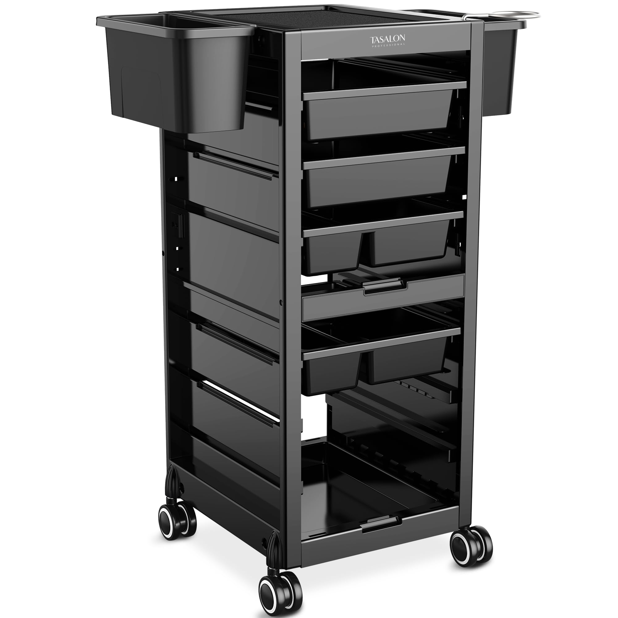 TASALON Professional Salon Trolley Cart, Hair Salon Equipment for Salon Station, Space Saving Salon Hair Cart 4 Drawers & 2 Storage Baskets, Salon Stations for Hair Stylist, Multipurpose Tool Cart