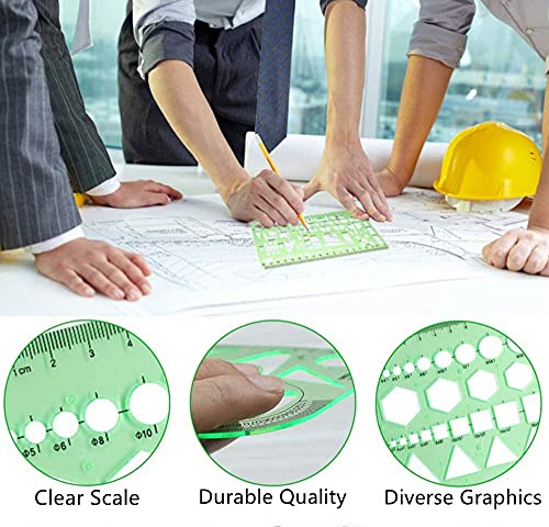 CFTfabMS 15Pcs Geometric Stencils Drawing Templates,Drawing Stencils Drafting Tools with Geometry Set,Circle,Curve Shape Stencils Drafting Tools with Case for Drawing,Design
