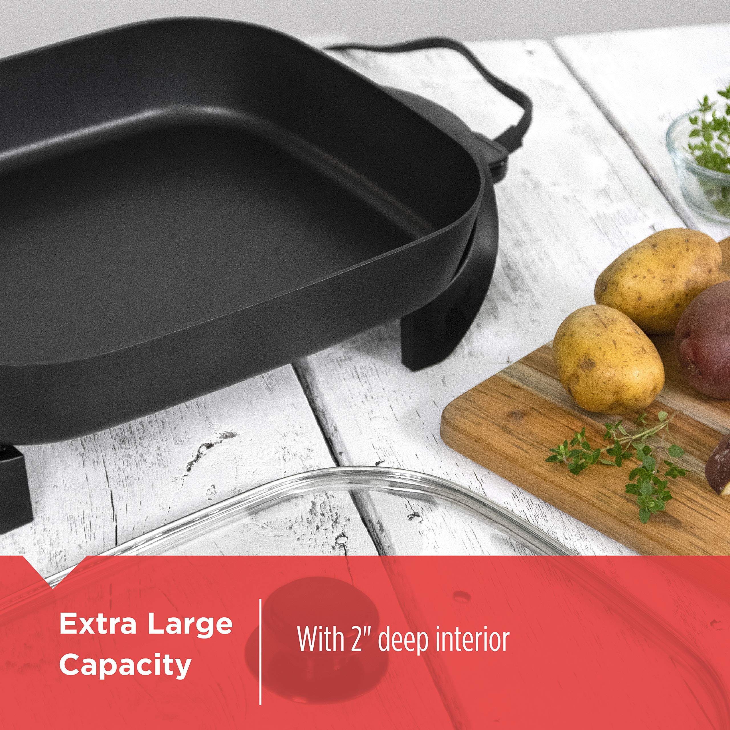 BLACK+DECKER Family-Sized Electric Griddle with Warming Tray & Drip Tray, GD2051B & Black & Decker SK1215BC Family Sized Electric Skillet, Black