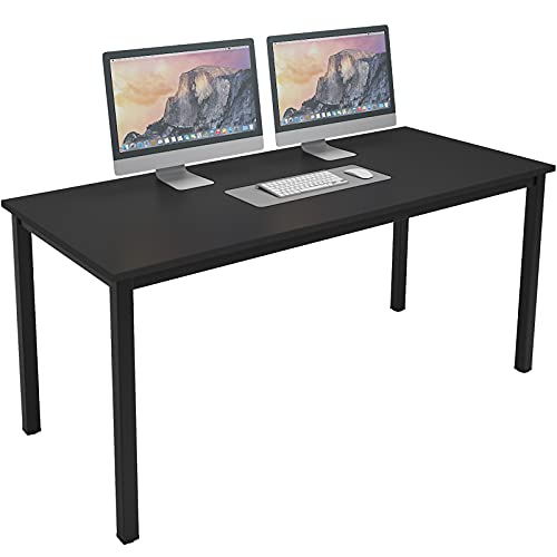 sogesfurniture 55.1 inches Office Desk Computer Desk Gaming Desk Computer Table Sturdy Writing Workstation for Home Office, Black