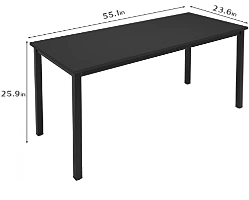 sogesfurniture 55.1 inches Office Desk Computer Desk Gaming Desk Computer Table Sturdy Writing Workstation for Home Office, Black