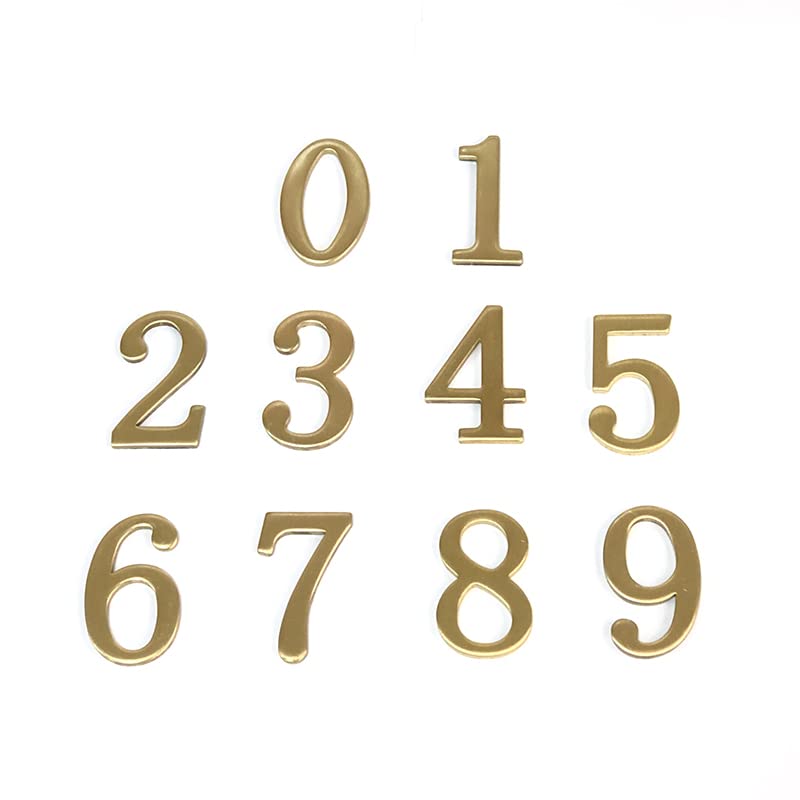 1Pcs Mailbox Numbers 2 Inch Brass House Numbers for Outside,Self Adhesive 3D Address Numbers for House, Apartment, Office, Hotel Room, Mailbox Signs,Brass (No.4)