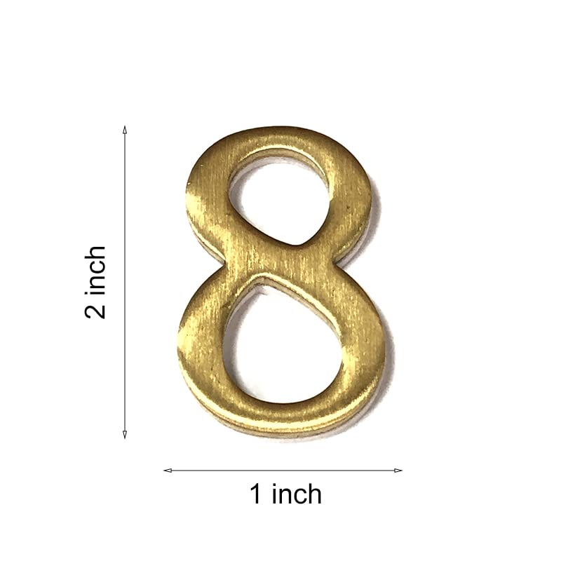 1Pcs Mailbox Numbers 2 Inch Brass House Numbers for Outside,Self Adhesive 3D Address Numbers for House, Apartment, Office, Hotel Room, Mailbox Signs,Brass (No.4)
