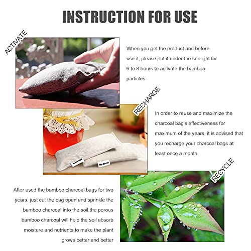 12 Pack Bamboo Charcoal Shoe Deodorizer Bags,Shoe Odor Eliminator ,Charcoal Air Purifying Bags, Activated Charcoal Odor Absorber for Gym Bag, Car, Pet, Closet