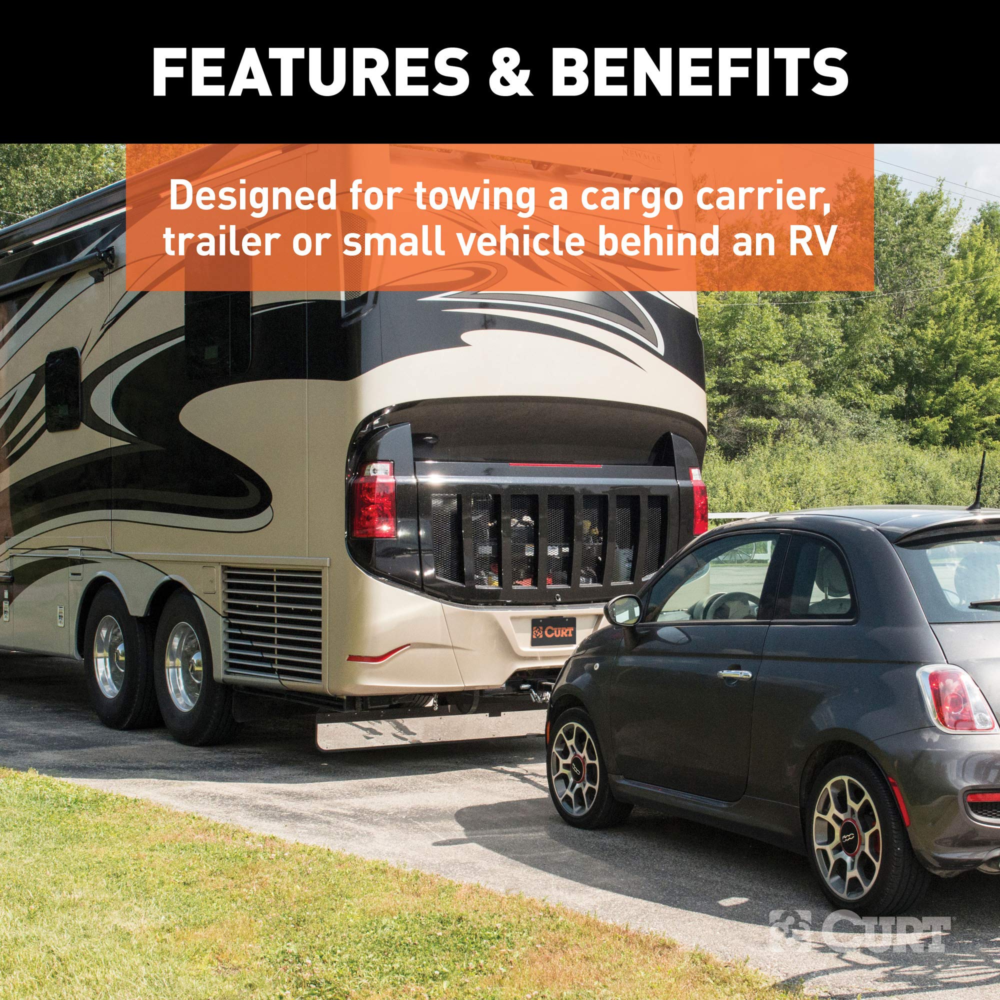CURT 13703 Camper Adjustable Trailer Hitch RV Towing, 2-Inch Receiver, 3,500 lbs, Fits Frames up to 72 Inches Wide