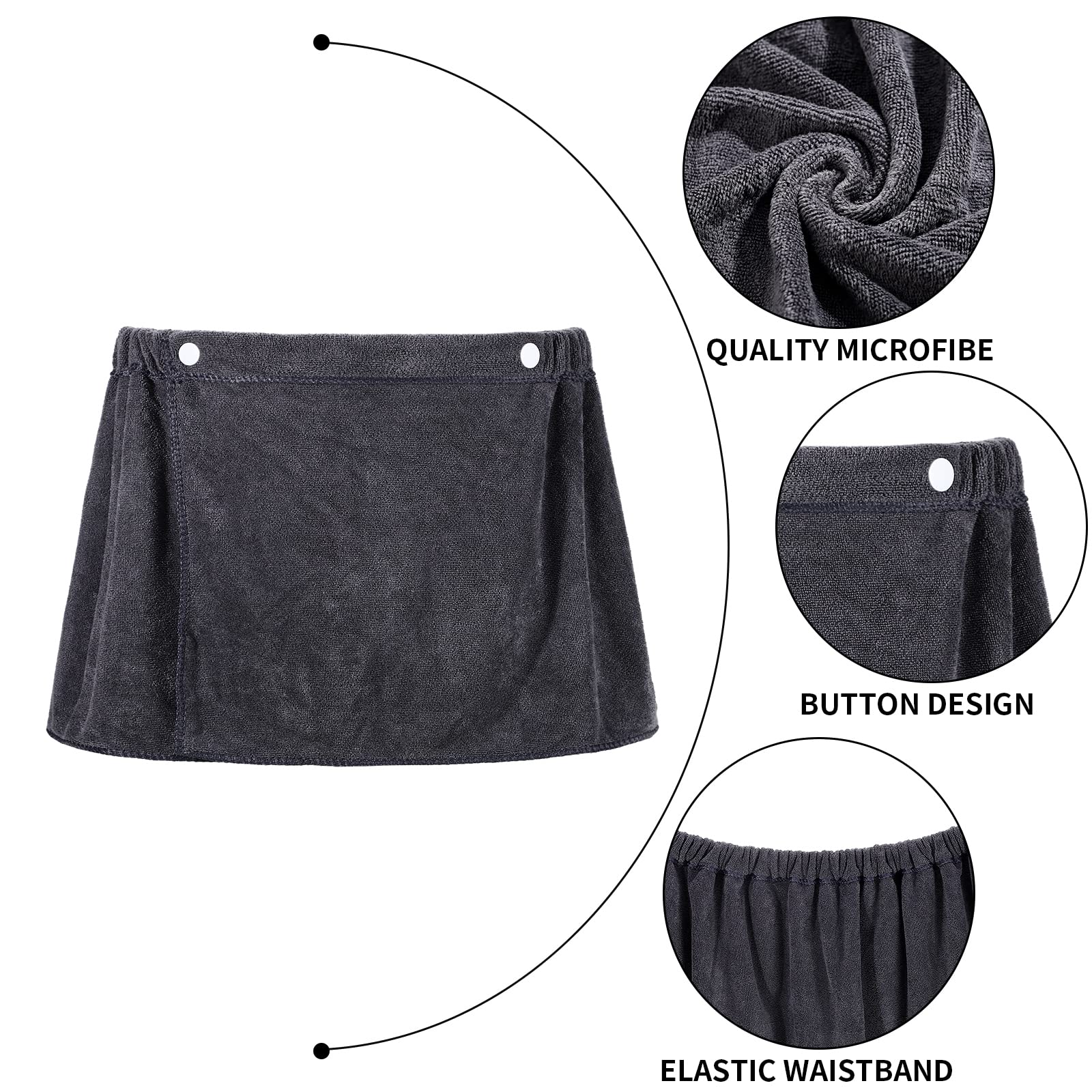 Preboun 2 Pack Men's Bath Wrap Towel Shower Wrap Towel Adjustable Terry Body Spa Towels with Pocket After Shower for Men Gift Spa College Bath Dorm Room Gym (Grey,White)
