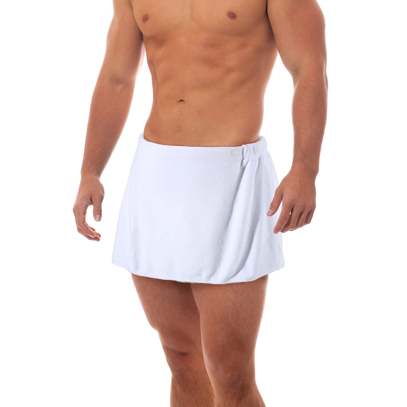 Preboun 2 Pack Men's Bath Wrap Towel Shower Wrap Towel Adjustable Terry Body Spa Towels with Pocket After Shower for Men Gift Spa College Bath Dorm Room Gym (Grey,White)