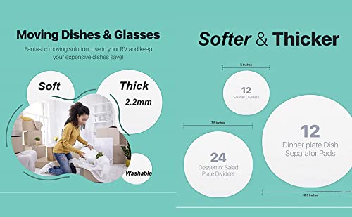 YYCRAFT 48 Felt Plate China Storage Dividers Protectors White Thick Premium Soft Round Felt Circles (3 Size,White)