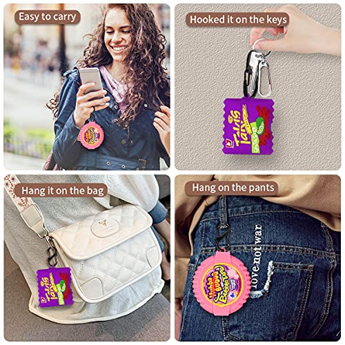 [2Pack] for Beats Studio Buds 2021 Case Cover, Cute Cartoon Silicone Protective Skin for 2021 Beats Studio Buds Case with Keychain for Girls Boys Kids Women Men (Purple Potato Chips+Bubble Gum)