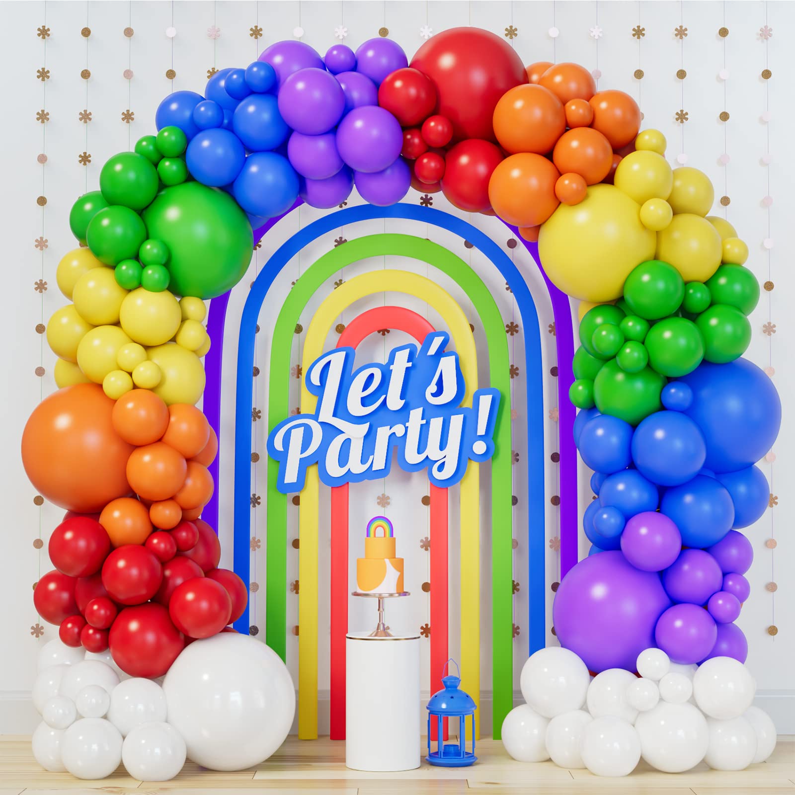 140pcs Rainbow Balloons Different Sizes Assorted Color 5/10/12/18 Inches Latex Balloons,Multicolor Bright Balloons for LGBT Wedding Party Decoration,Birthday Party Supplies or Arch Garland Decoration