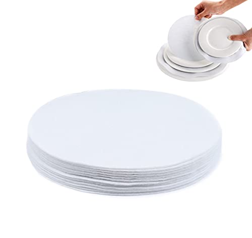 YYCRAFT 36 Felt Plate China Storage Dividers Protectors White Thick Premium Soft Round Felt Circles (10.5 Inch,White)