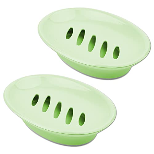KUFUNG Soap Tray, Soap Dish, Soap Case Holder for Bathroom Shower Waterfall Drainer Kitchen, Keep Soap Dry & Easy to Clean (Mint Green, Plastic)