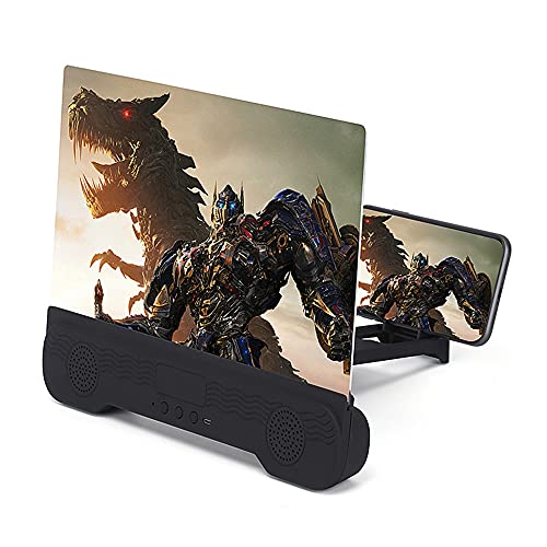 CHANGAIDA 14 Inch Phone Screen Amplifier with Bluetooth Speaker Foldable Phone Holder Suit for All Smartphones (Black)