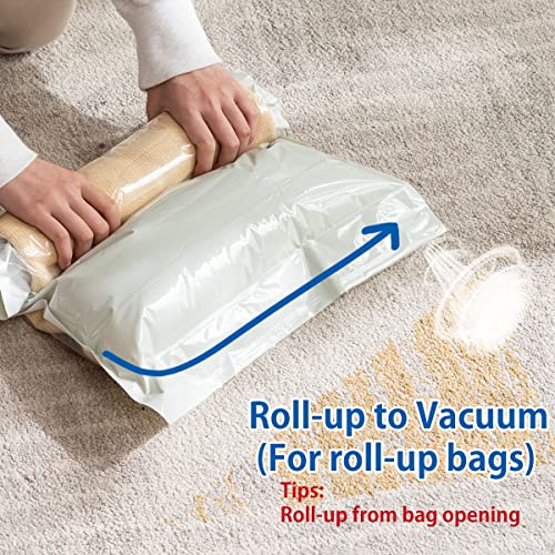 CLEVHOM Vacuum Storage Bags Combo 15 Pack, Vacuum Sealer Bags for Clothes and Beddings, 3 Hanging /3 Cube /3 Medium / 3 Small /3 Roll, Closet Organizers and Storage