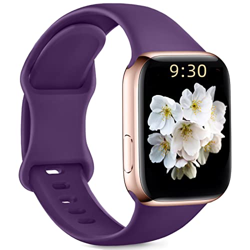 KingofKings Sport Watch Bands Compatible with Apple Watch Band 45mm 44mm 42mm 41mm 40mm 38mm for Women Men, Soft Silicone Replacement Strap Wristband for iWatch Series 8 7 6 5 4 3 2 1 SE