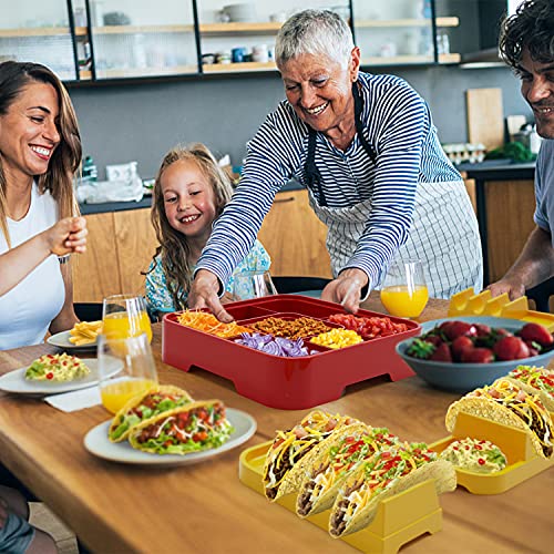 OOFAYBILL Taco Holder Tuesday , Taco Bar Serving Set for a Party,Taco Holders Set of 12 Tortilla , Taco Plates With Dividers, Taco Night