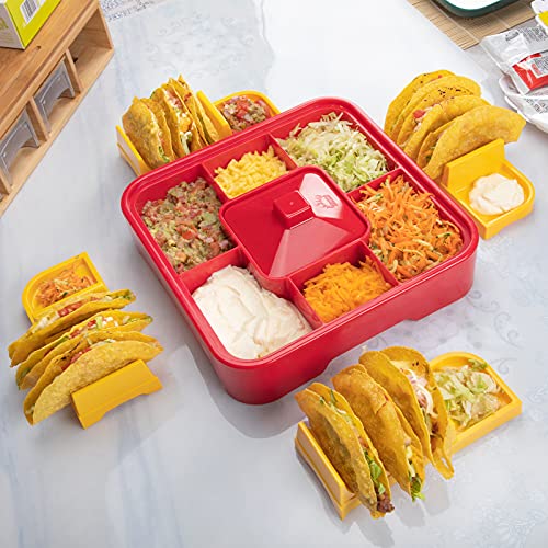 OOFAYBILL Taco Holder Tuesday , Taco Bar Serving Set for a Party,Taco Holders Set of 12 Tortilla , Taco Plates With Dividers, Taco Night