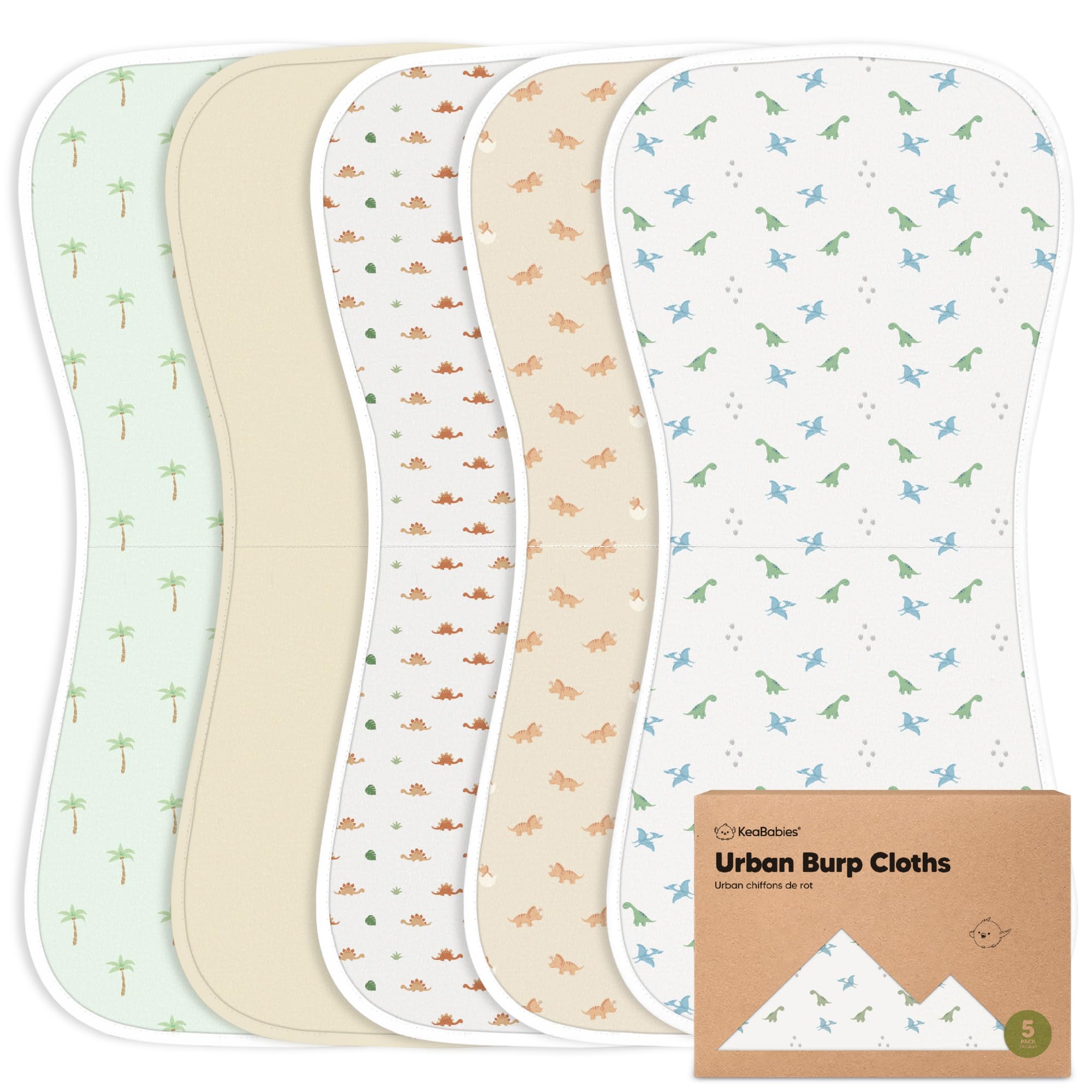 Organic Burp Cloths for Baby Boys and Girls - 5-Pack Super Absorbent Burping Cloth, Burp Clothes, Soft & Plush, Newborn Milk Spit Up Rags, Burpy Cloth Bib for Unisex, Burping Rags (Roarsome)