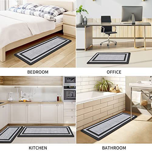 Mattitude Kitchen Mat [2 PCS] Cushioned Anti-Fatigue Kitchen Rugs Non-Skid Waterproof Kitchen Mats and Rugs Ergonomic Comfort Standing Mat for Kitchen, Floor, Office, Sink, Laundry, Black and Gray