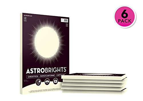 Astrobrights Colored Cardstock, 8.5" x 11", 65 lb/176 gsm, Cream", 50 Sheets (Pack of 6) - 300 Sheets in Total (91518)