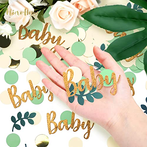 NICROHOME Greenery Baby Shower Confetti Decorations 50g, Eucalyptus Sage Green Paper Table Confetti for Gender Reveal Party Ideas