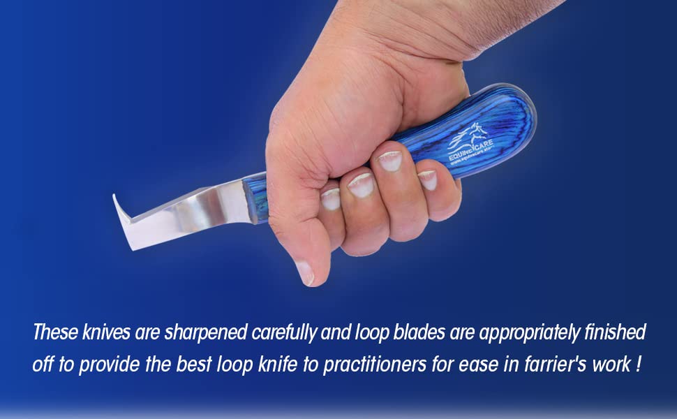 Equine Care Razor Edge Hoof Knife Sharpened Stainless Steel Blade and Sheet Handle Loop Knife (With Hoof Pick) Farrier Tools.
