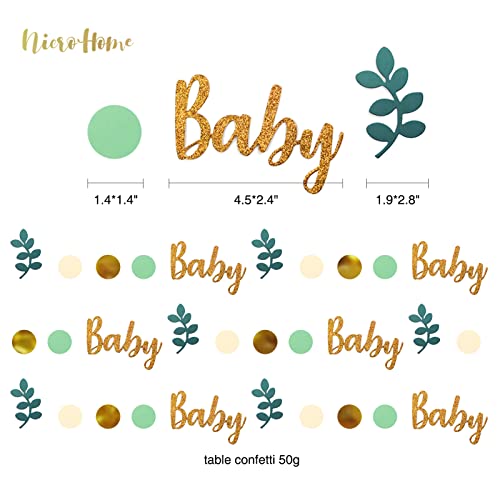 NICROHOME Greenery Baby Shower Confetti Decorations 50g, Eucalyptus Sage Green Paper Table Confetti for Gender Reveal Party Ideas