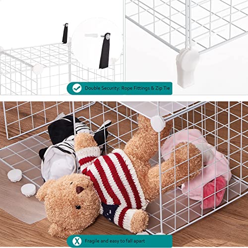 ANWBROAD Wire Cube Storage Organizer 12 Cube Metal Grids Shelves Storage Bins Shelving Stackable Modular Bookshelf Shelf Cubbies Unit Closet Cabinet for Living Room Office White LWT012T