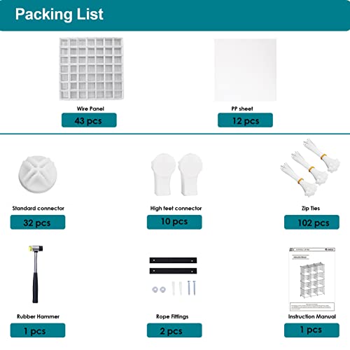 ANWBROAD Wire Cube Storage Organizer 12 Cube Metal Grids Shelves Storage Bins Shelving Stackable Modular Bookshelf Shelf Cubbies Unit Closet Cabinet for Living Room Office White LWT012T