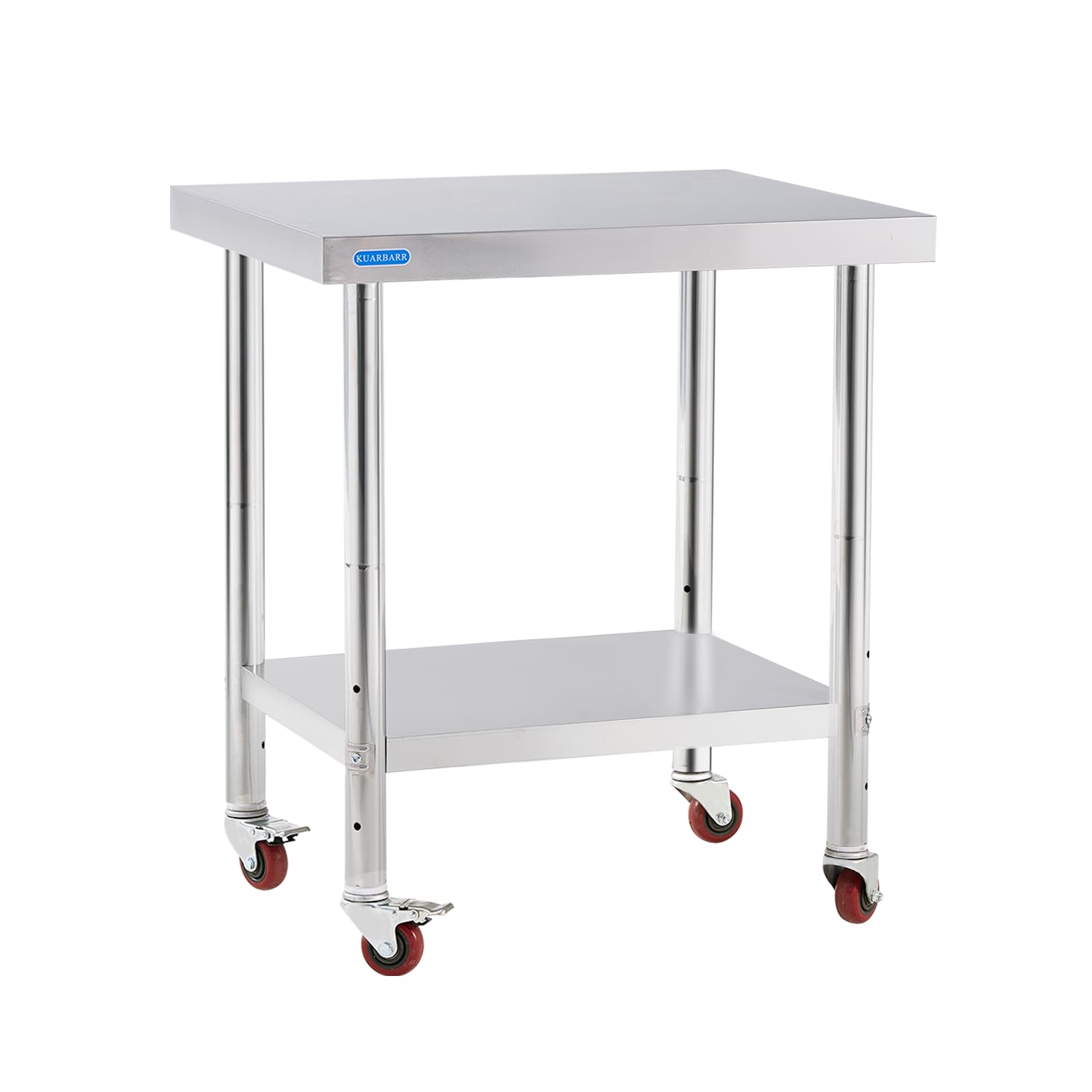 KUARBARR Stainless Steel Table for Prep & Work with 4 Caster Wheels with Adjustable Undershelf 24 x 30 NSF Metal Commercial Kitchen Worktable for Restaurant Home Outdoor