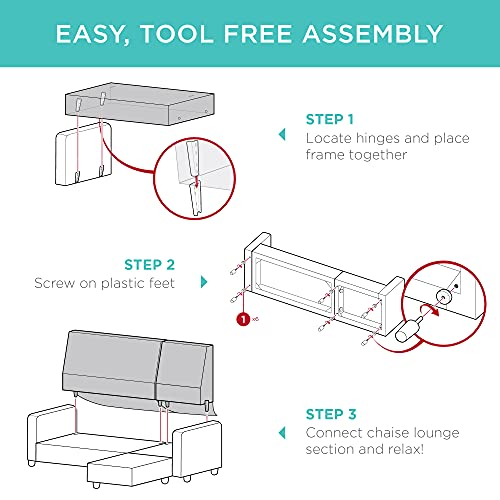 Best Choice Products Linen Sectional Sofa for Home, Apartment, Dorm, Bonus Room, Compact Spaces w/Chaise Lounge, 3-Seat, L-Shape Design, Reversible Ottoman Bench, 680lb Capacity - Gray