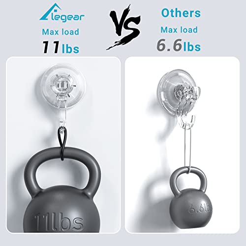 Elegear Wreath Suction Cup Hooks, Heavy Duty Suction Hooks Hold up to 11LB, 2 Pack Reusable & Waterproof & Clear Shower Hooks, Towel Hanger Kitchen Bathroom Hook for Loofah Wreath Bags Bathrobes