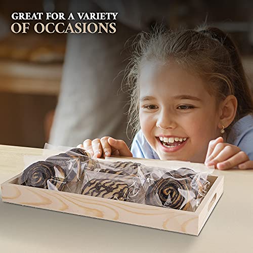 Hammont Wooden Nested Serving Trays - 7 Pack - Set of Rectangular Shape Wood Trays for Crafts with Cut Out Handles | Kitchen Nesting Trays for Serving Pastries, Snacks, Mini Bars, Chocolate